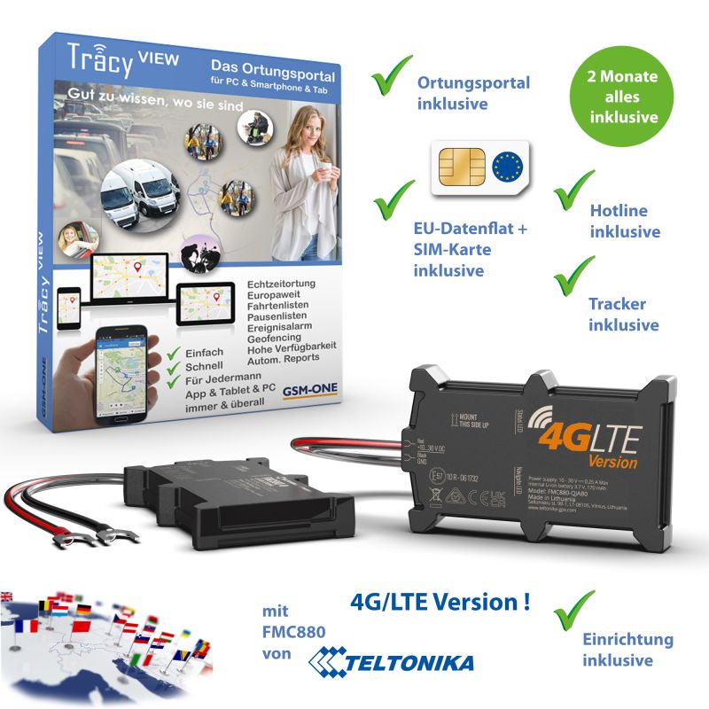 TRACY-TL4G Sofortstartpaket mit TELTONIKA FMC880 Hochleistungs-LTE GPS ...